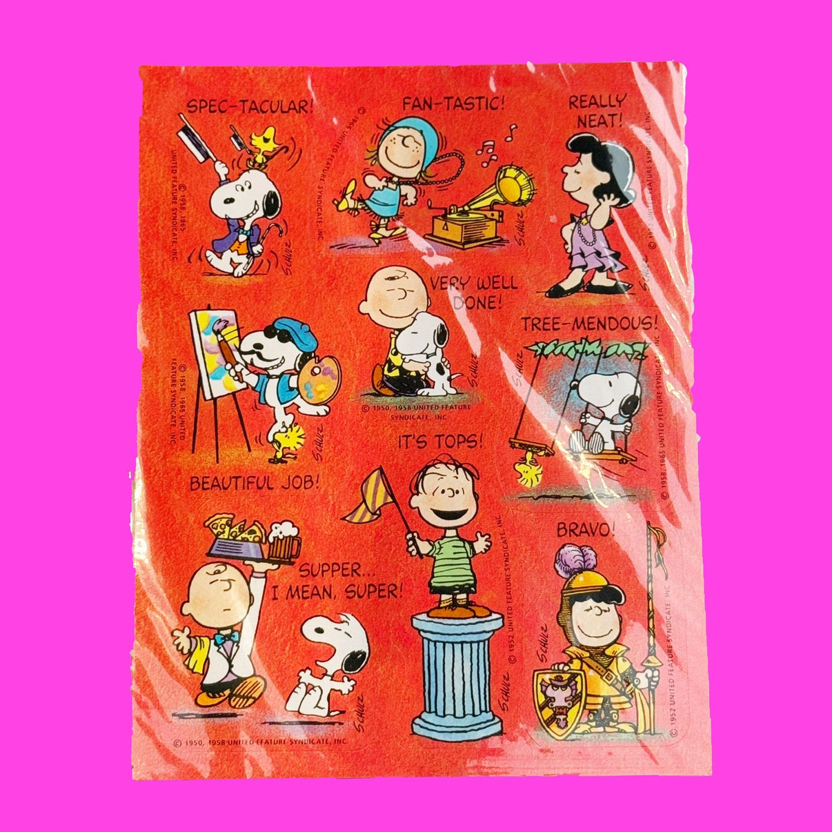 Peanuts & Snoopy: Compliments Red Sticker Sheet (80s) – PopCultGang